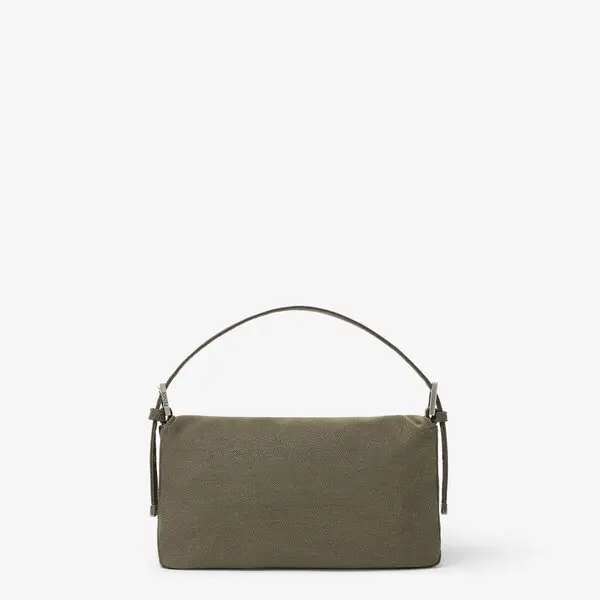 Fendi Baguette® 26424 Khaki Green Canvas Bag With Stencil Print